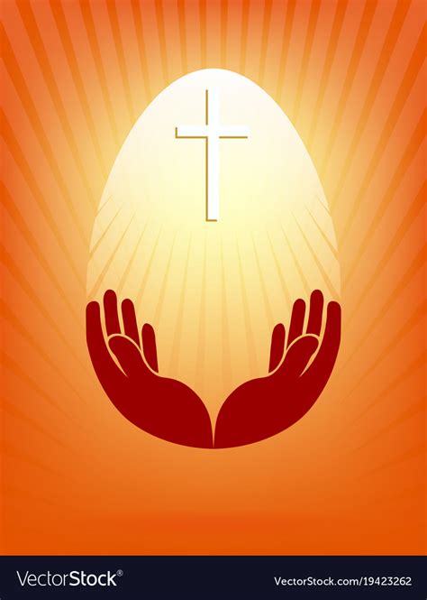 Light Orange Design With Easter Egg Cross Vector Image