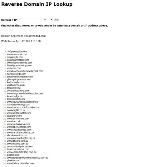 Reverse Domain And IP Lookup Tool API Tools