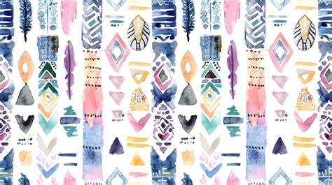 Premium Photo Vibrant Watercolor Tribal Patterns For Graphic Design