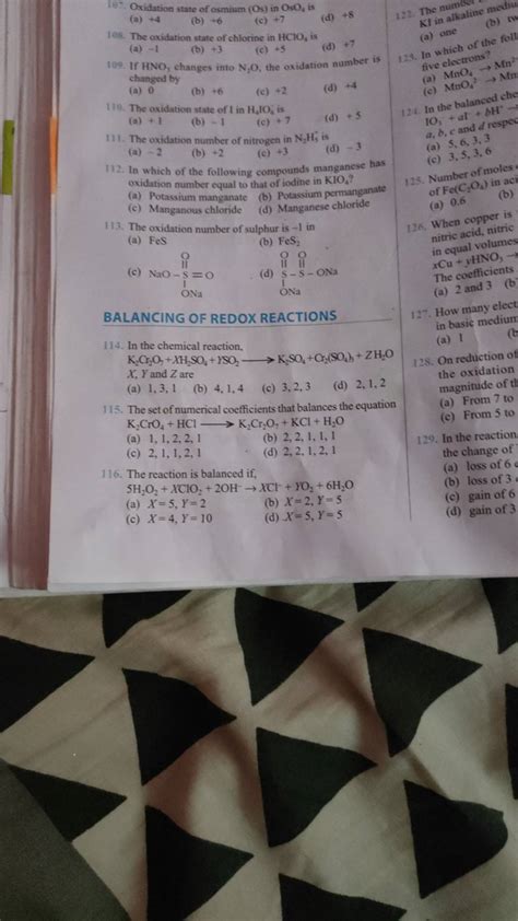 In Which Of The Following Compounds Manganese Has Oxidation Number Equal