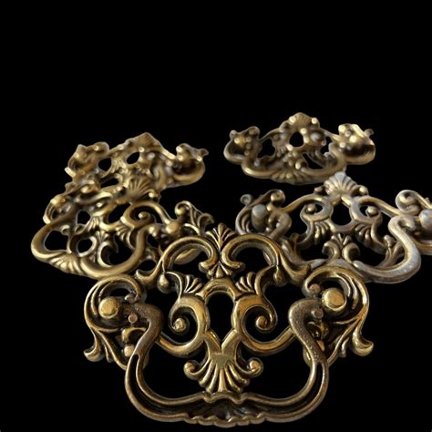 Vintage Brass Drawer Pulls B1411 4” X 2” Set Of 5