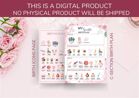 C Section Birth Plan Visual Birth Plan Template Editable Digital