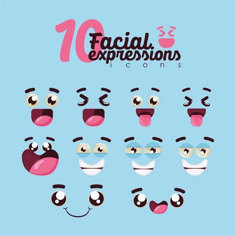 Premium Vector Set Of Different Facial Expression Vector Illustration