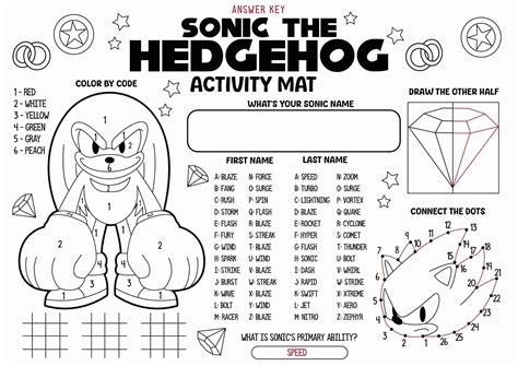 Sonic The Hedgehog Activity Sheets
