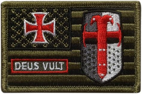 Deus Vult Usa Flag Christian Templar Knight In God Wills Patch Hook Miltacusa