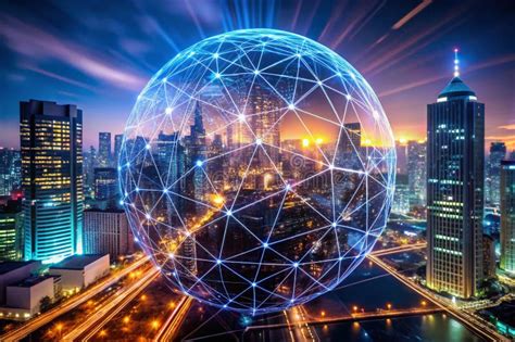 Dynamic Data Flow In A Futuristic Cityscape A Stunning Abstract Image Capturing Connectivity And