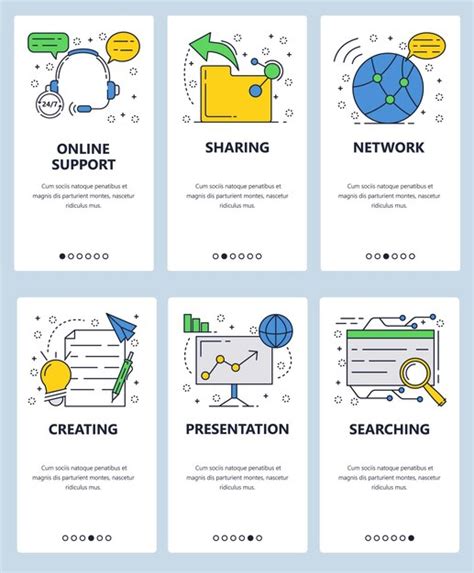 Premium Vector Vector Web Site Linear Art Onboarding Screens Template Internet Services Data