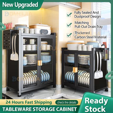 【ready Stock】multi Layer Kitchen Storage Cabinet Tableware Shelf