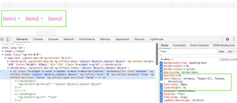 Font Styles Are Not Applied Via Scss Variables For The Menu Component