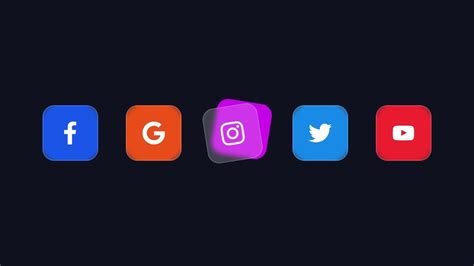 glass social media buttons html css youtube