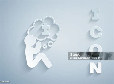 종이 잘라 남자 무덤 장례 슬픔 아이콘 회색 배경에 고립 슬픔 슬픔 슬픔 죽음의 감정 종이 아트 스타일 벡터 3차원 형태에 대한 스톡 벡터 아트 및 기타 이미지 Istock