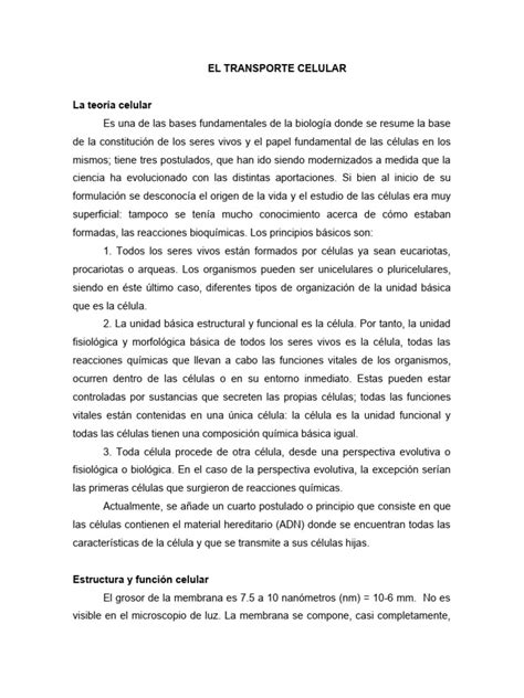 El Transporte Celular Descargar Gratis Pdf Biología Celular