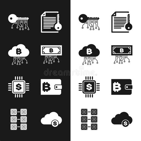 Set Cryptocurrency Bitcoin With Circuit Cloud Mining Key Smart Contract Processor Chip