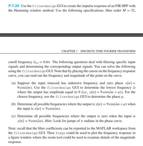 P 720 Use The Filterdesign Gui To Create The Impulse