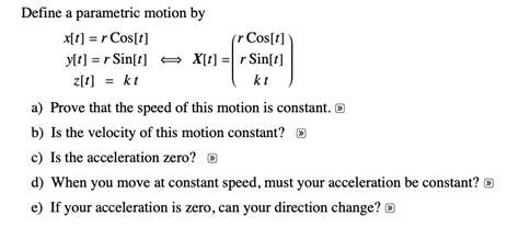 Solved Define A Parametric Motion By