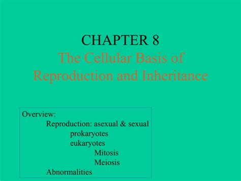 Cellular Reproduction And Inheritance Mitosis Meiosis