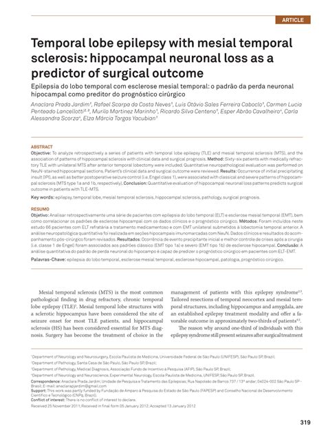 Pdf Temporal Lobe Epilepsy With Mesial Temporal Sclerosis Hippocampal Neuronal Loss As A