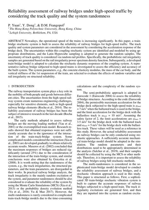 Pdf Reliability Assessment Of Railway Bridges Under High Speed Traffic By Considering The