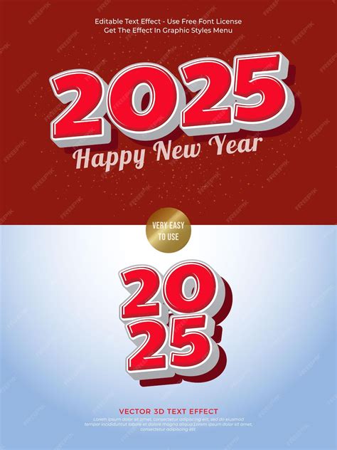 Premium Vector 2025 Red White Font Vector 3d Style Design With Editable Text Effect