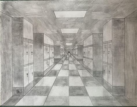 High School Hallway Drawing High School Hallway Drawing