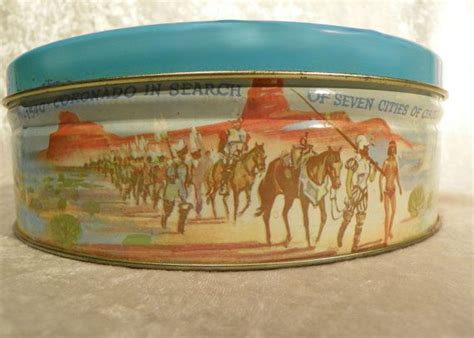 Vintage Round Texas Tin With Historical Images Etsy