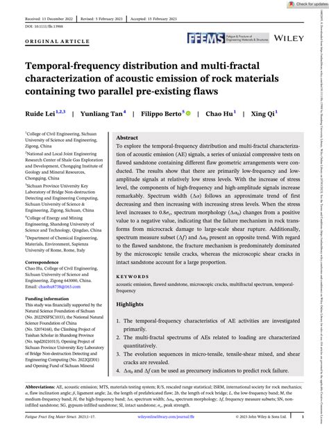 Pdf Temporal Frequency Distribution And Multi Fractal Characterization Of Acoustic Emission Of