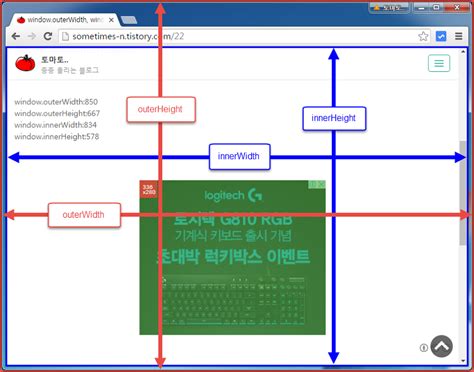 Javascript Jquery 윈도우 창 크기 Windowouterwidth Windowouterheight Windowouterheight Window