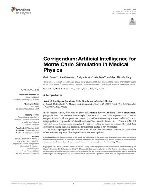 Pdf Corrigendum Artificial Intelligence For Monte Carlo Simulation