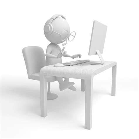 3d White Character Operator Programmer On White Stock Illustration Illustration Of Network