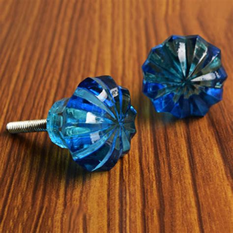 Roya Blue Glass Cabinet Door Knob And Pull Spruce And Pop