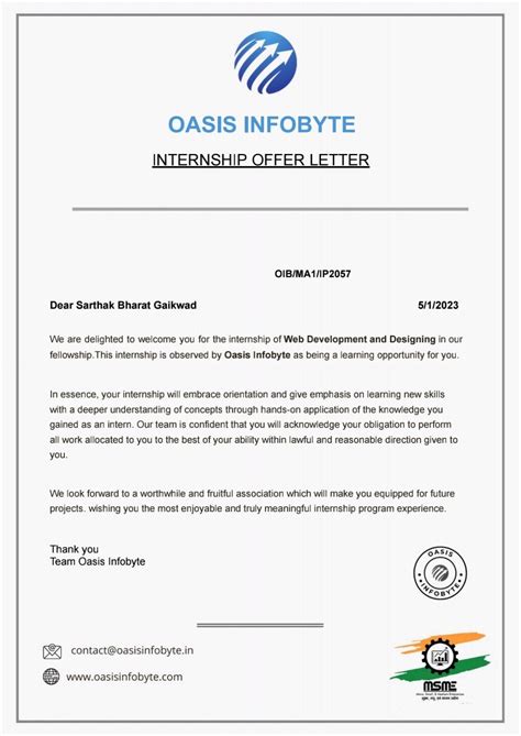sarthak gaikwad on linkedin oasisinfobyte webdevelopment internship