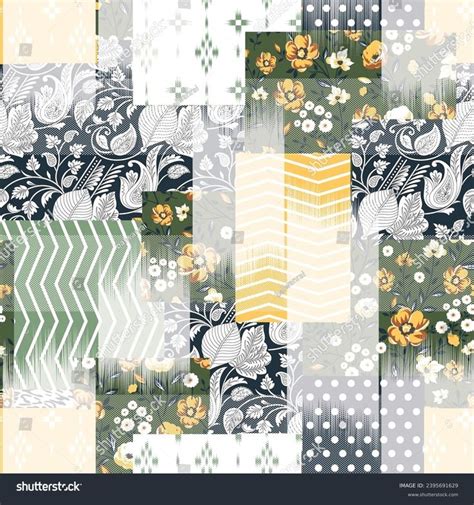 Flower Patchwork Pattern On Textures Background Stock Vector Royalty Free 2395691629