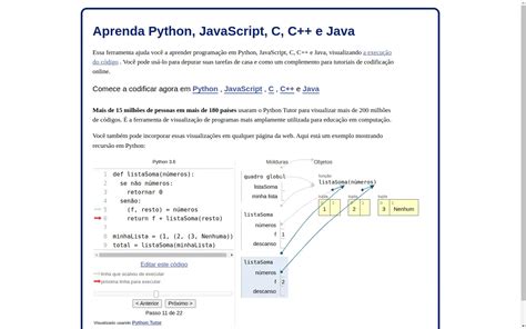 Aprenda Python Javascript C C E Java Com Python Tutor
