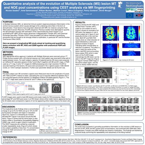 Pdf Quantitative Analysis Of The Evolution Of Multiple Sclerosis Ms Lesion Mt And Noe Pool