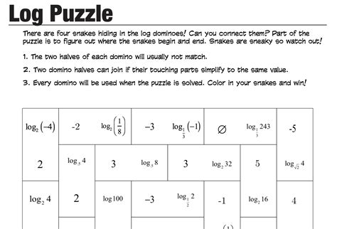 Log Puzzle — Roybot Worksheets Library