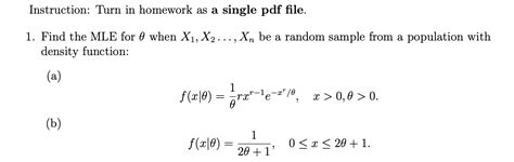 Solved Find The MLE For Theta When X 1 X 2 Dots X N Be Chegg Com