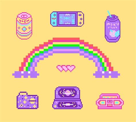 Premium Vector Pixel Art Bit Objects Retro Digital Game Assets Set Of