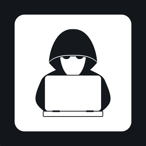 Hacker Behind A Computer Icon Simple Style 14650434 Vector Art At Vecteezy