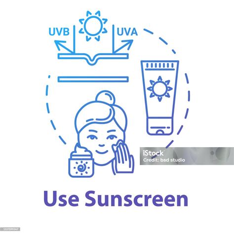 자외선 차단제 Uvb Uva 선블록 크림 로션 컨셉 아이콘을 사용하십시오 스킨 케어 자외선 차단 화장품 아이디어 얇은 라인