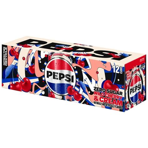 Pepsi Wild Cherry And Cream Soda 12 Fl Oz Cans Pack Of 12