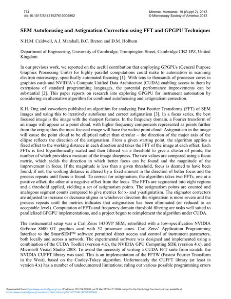 pdf sem autofocusing and astigmatism correction using fft and gpgpu