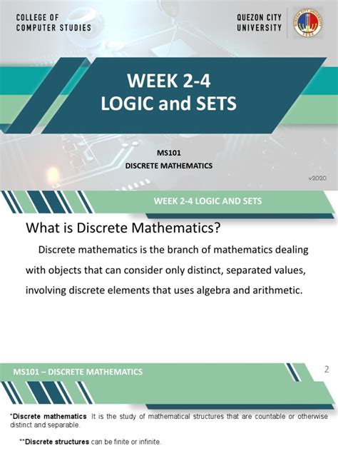 Week 2 4 Logic And Sets Ms101 Discrete Mathematics Pdf If And Only