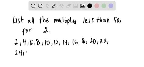 solved in the following exercises list all the multiples less than 50