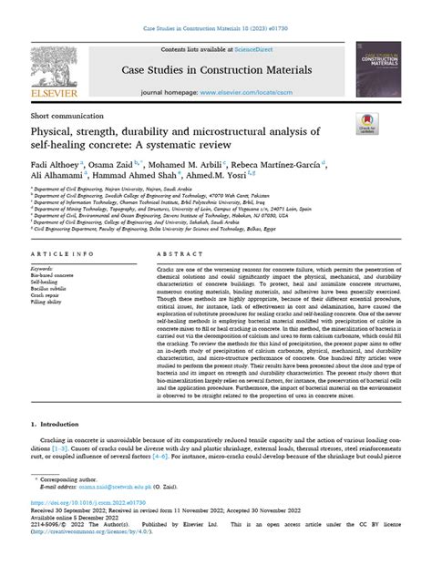 Physical Strength Durability And Microstructural Analysis Of Self Healing Concrete A