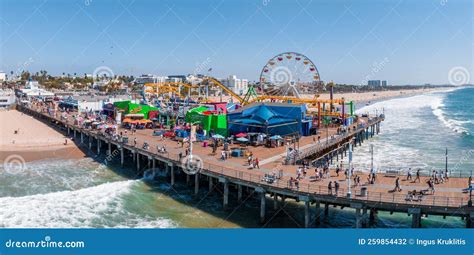 Panoramic Aerial View Of The Santa Monica Beach And The Pier Editorial