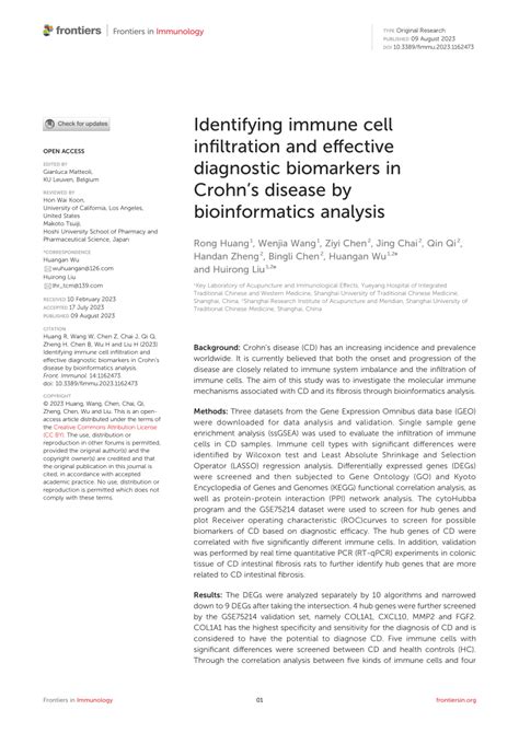 Pdf Identifying Immune Cell Infiltration And Effective Diagnostic