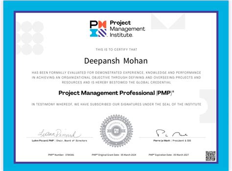 Deepansh Mohan On Linkedin I Have Successfully Obtained My Pmp Certification Showcasing My