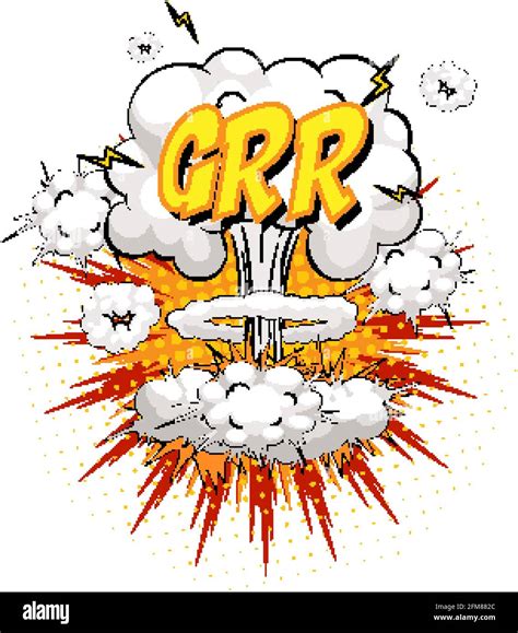 Grr Text On Comic Cloud Explosion Isolated On White Background