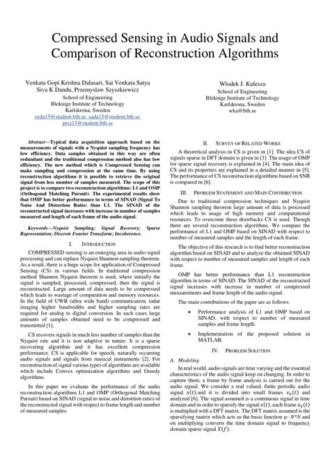 pdf compressed sensing in audio signals and comparison of