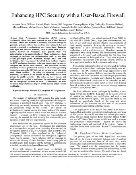 Enhancing HPC Security With A User Based Firewall